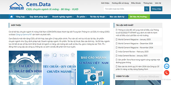 CEM.DATA – Nền tảng CSDL số chuyên ngành dành cho doanh nghiệp xi măng